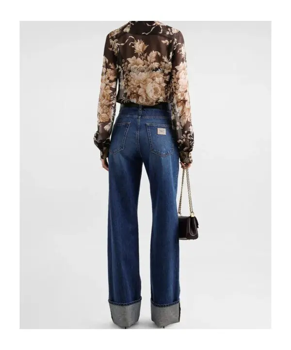 Dolce & Gabbana Dolce Gabbana Logo Plaque Turn-up Hem Jeans