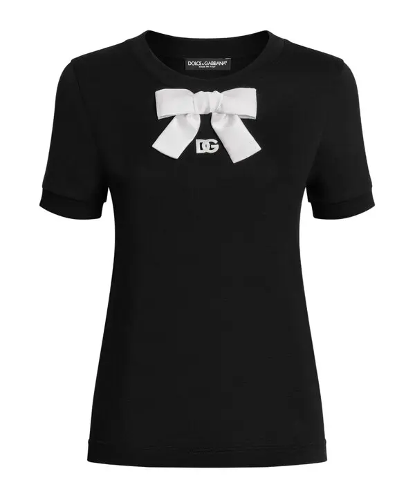 Dolce & Gabbana Dolce Gabbana Bow Detailed Jersey T-shirt
