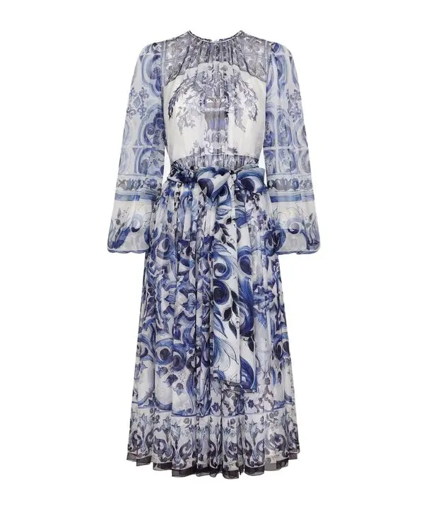 Dolce & Gabbana Majolica-print Silk Midi Dress