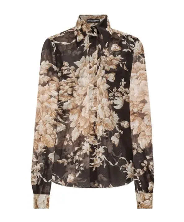 Dolce & Gabbana Dolce Gabbana Rose Printed Chiffon Shirt