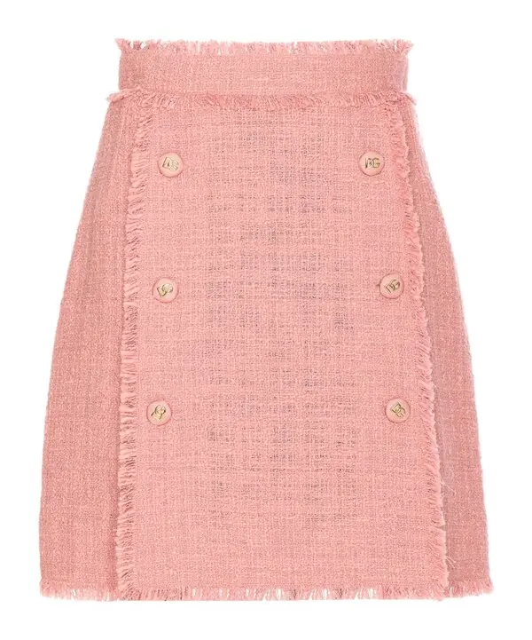 Dolce & Gabbana Dolce Gabbana Frayed Edge Mini Skirt - Pink