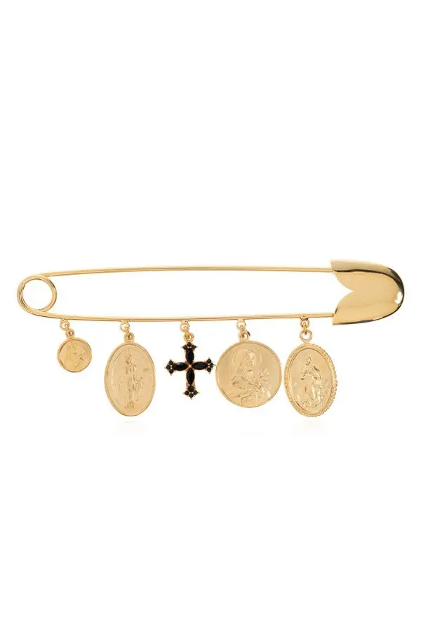 Dolce & Gabbana Dolce Gabbana Charm Detailed Brooch - Yellow