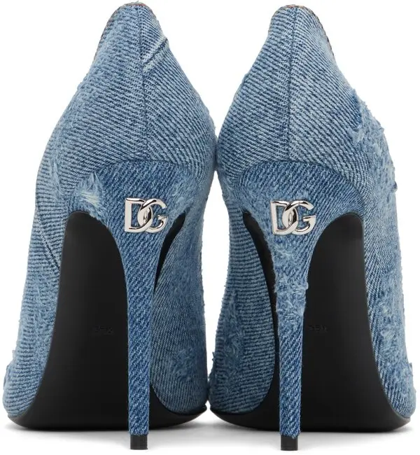 Dolce & Gabbana Dolce Gabbana Crystal-embellished Pointed-toe Denim Pumps