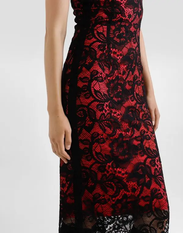Dolce & Gabbana Floral-lace Midi Dress