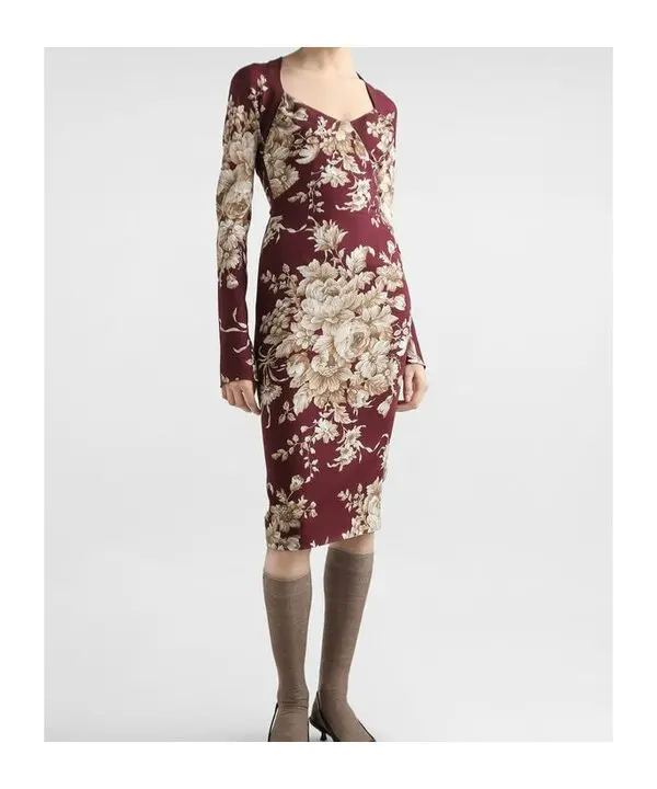 Dolce & Gabbana Floral-print Long-sleeve Midi Dress