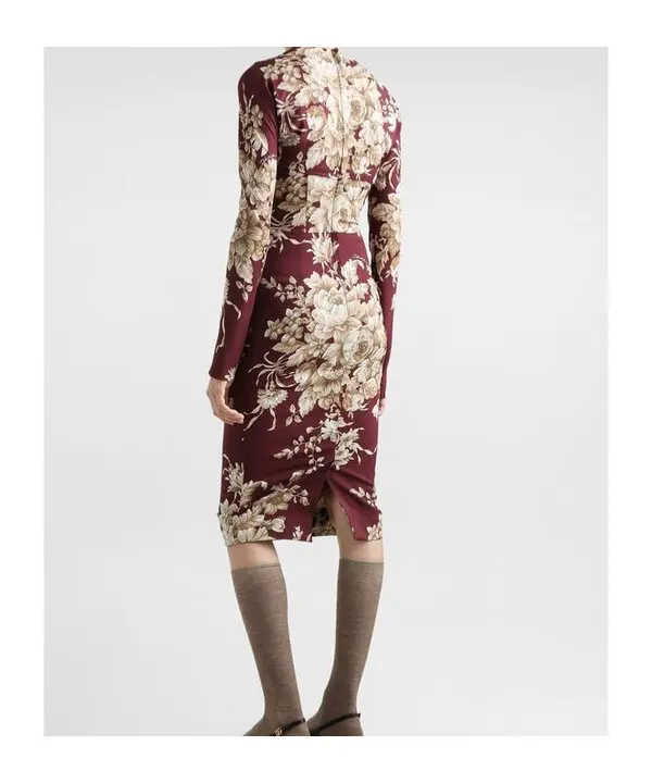 Dolce & Gabbana Floral-print Long-sleeve Midi Dress