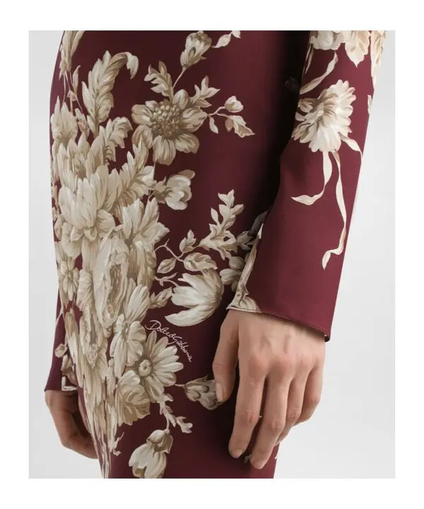 Dolce & Gabbana Floral-print Long-sleeve Midi Dress