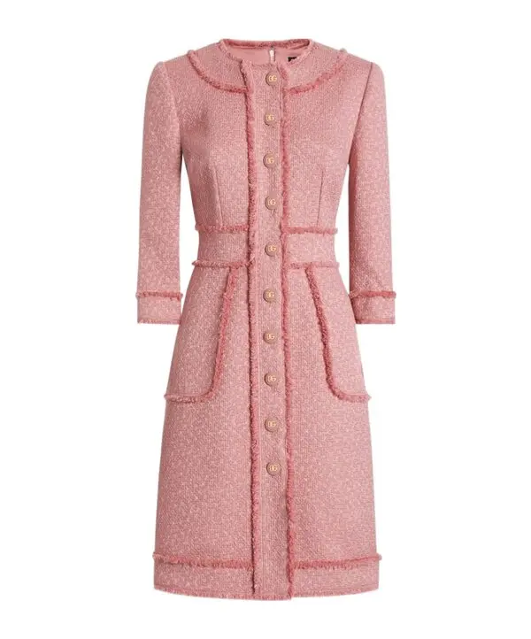 Dolce & Gabbana Frayed-edge Midi Dress - Pink