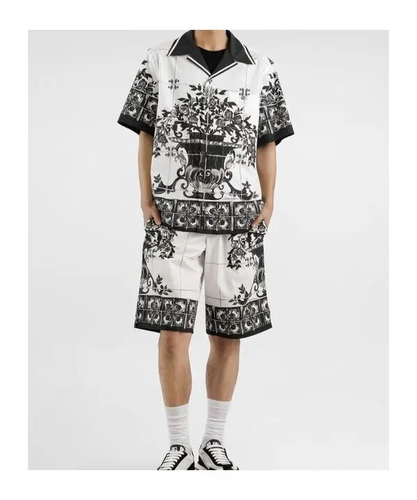 Dolce & Gabbana Dolce Gabbana Majolica-printed Poplin Shorts