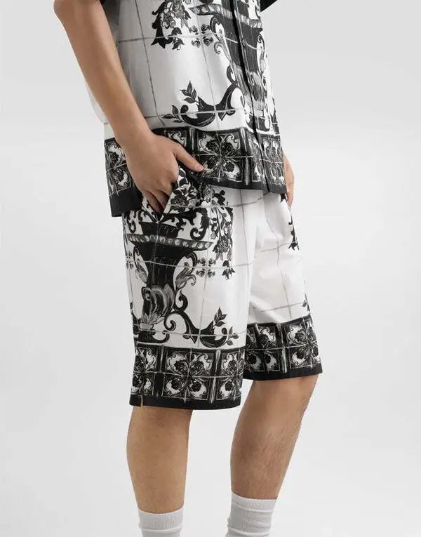 Dolce & Gabbana Dolce Gabbana Majolica-printed Poplin Shorts