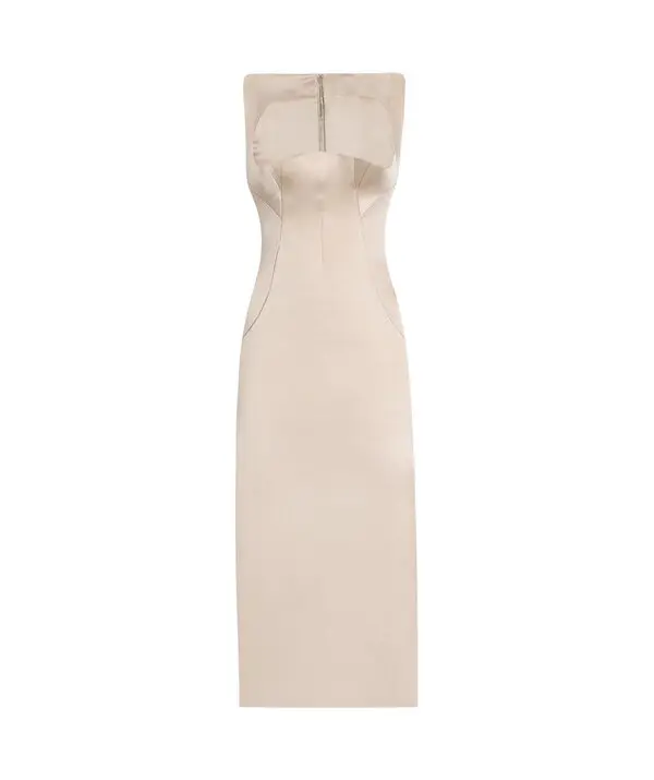 Dolce & Gabbana Dolce Gabbana Stretch Satin Calf-length Sheath Dress - Nude