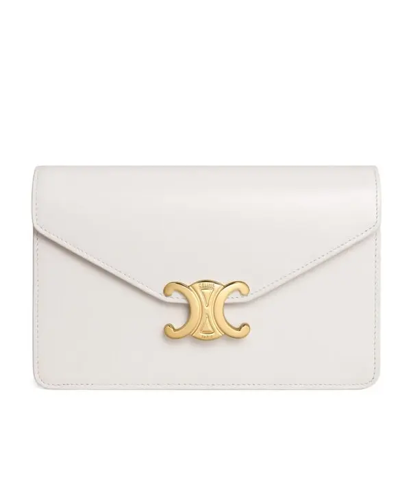 Celine Wallet On Chain Margo In Shiny Calfskin - White