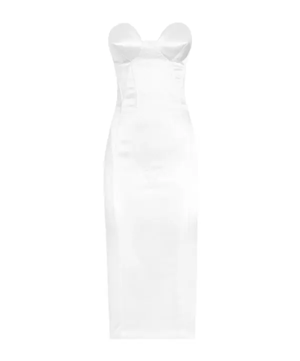 Dolce & Gabbana Dolce Gabbana Corset Detailed Strapless Satin Dress - White