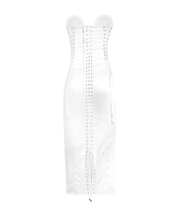 Dolce & Gabbana Dolce Gabbana Corset Detailed Strapless Satin Dress
