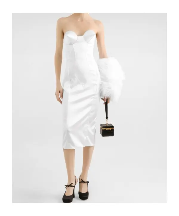 Dolce & Gabbana Dolce Gabbana Corset Detailed Strapless Satin Dress