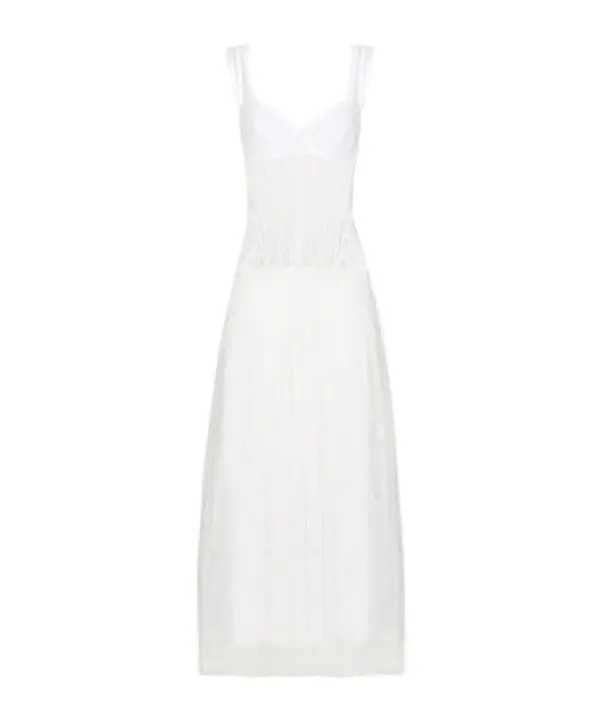 Dolce & Gabbana Corset-detailing Tulle Midi Dress - White