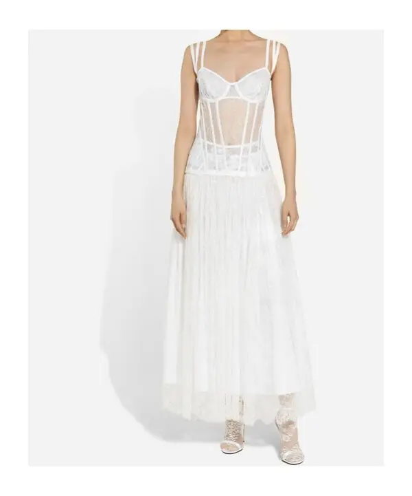 Dolce & Gabbana Corset-detailing Tulle Midi Dress