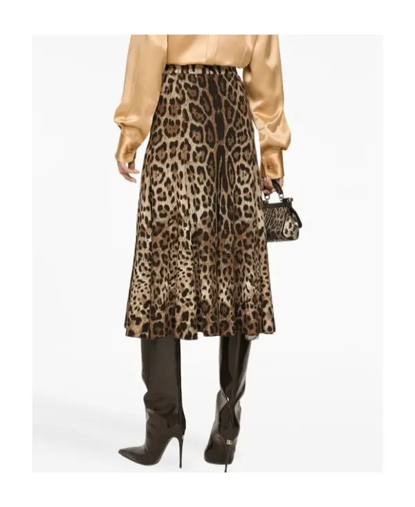 Dolce & Gabbana Dolce Gabbana Leopard Printed Flared Skirt