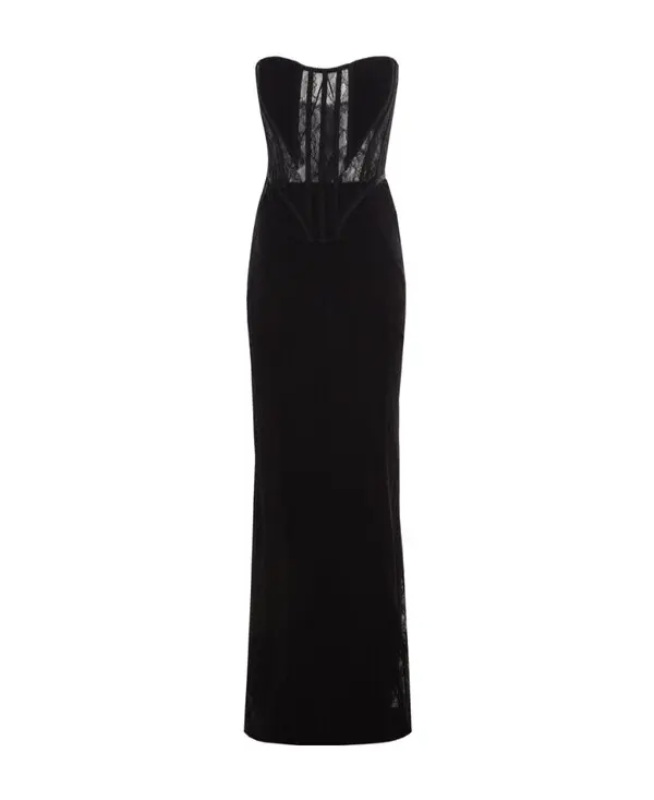 Dolce & Gabbana Dolce Gabbana Denuded Shoulders Lace Dress - Black