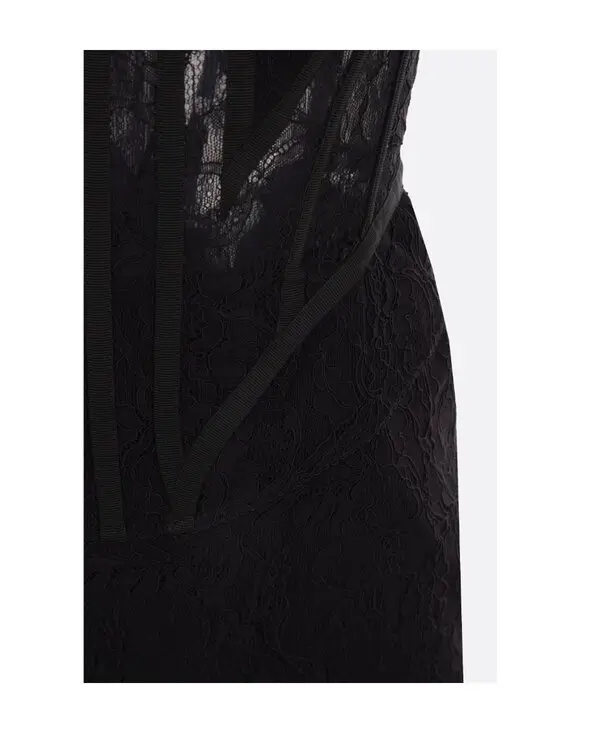Dolce & Gabbana Dolce Gabbana Denuded Shoulders Lace Dress
