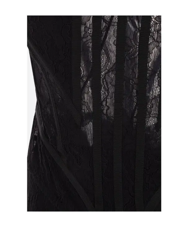 Dolce & Gabbana Dolce Gabbana Denuded Shoulders Lace Dress