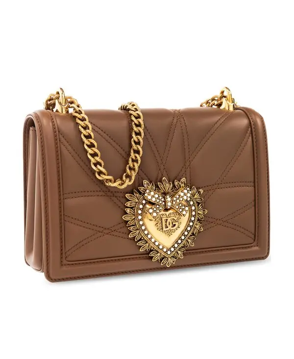 Dolce & Gabbana Medium Devotion Leather Shoulder Bag