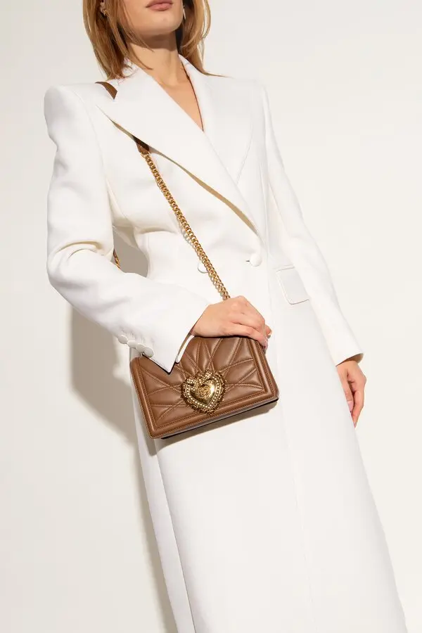 Dolce & Gabbana Medium Devotion Leather Shoulder Bag