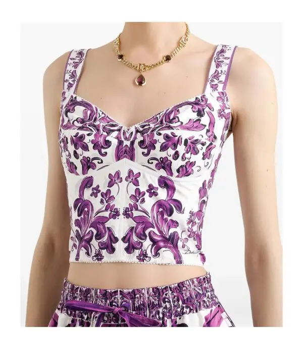 Dolce & Gabbana Dolce Gabbana Majolica Printed Cropped Top
