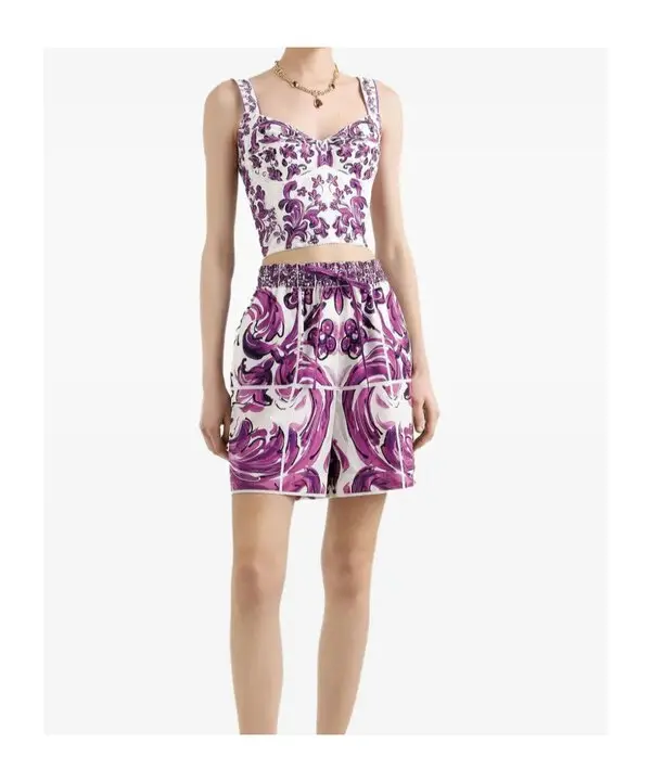 Dolce & Gabbana Dolce Gabbana Majolica Printed Cropped Top
