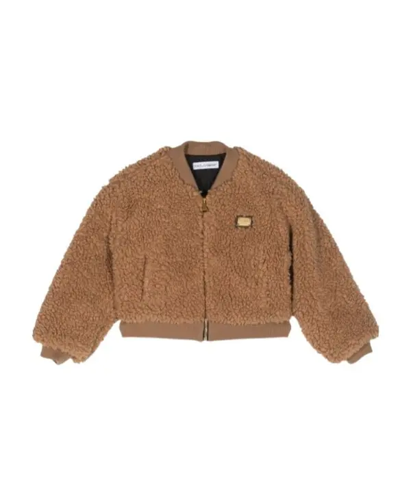 Dolce & Gabbana Logo-plaque Shearling Bomber Jacket