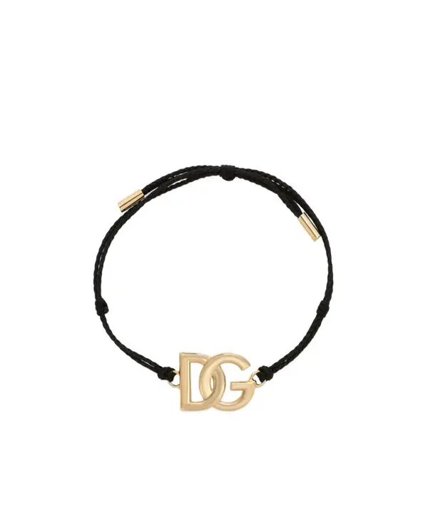 Dolce & Gabbana Dg Logo Charm Cord Bracelet - Black