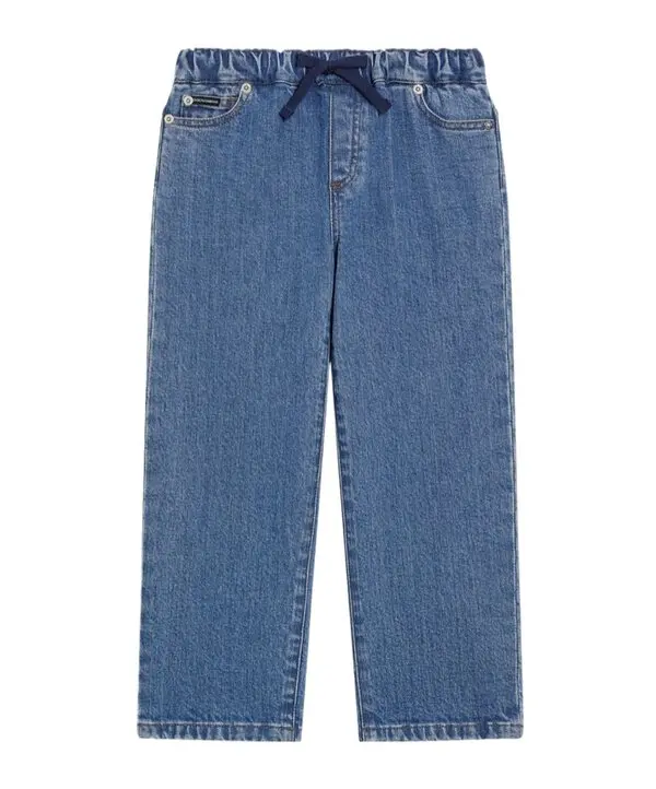Dolce & Gabbana Logo-embroidered Elastic-waist Jeans
