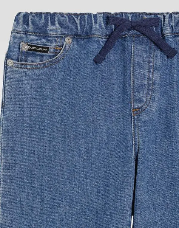Dolce & Gabbana Logo-embroidered Elastic-waist Jeans
