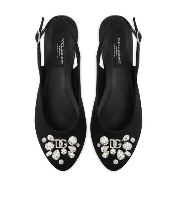 Dolce & Gabbana Crystal-embellished Slingback Ballerina Shoes