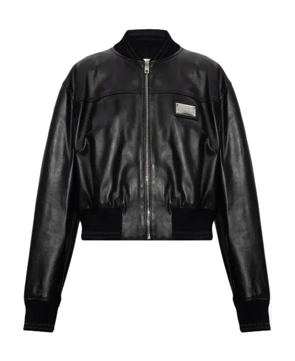 Dolce & Gabbana Dolce Gabbana Cropped Leather Bomber Jacket