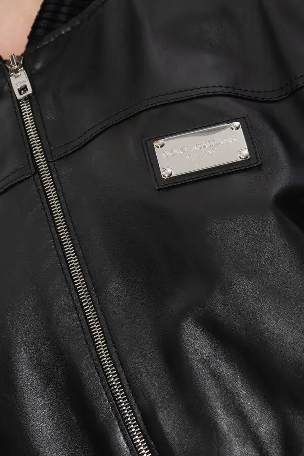 Dolce & Gabbana Dolce Gabbana Cropped Leather Bomber Jacket