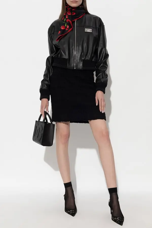 Dolce & Gabbana Dolce Gabbana Cropped Leather Bomber Jacket