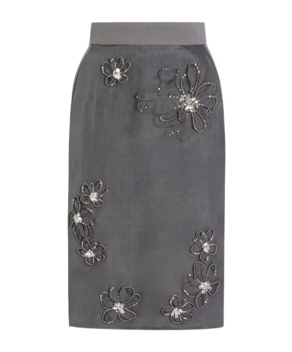 Dolce & Gabbana Floral-appliqué Midi Skirt