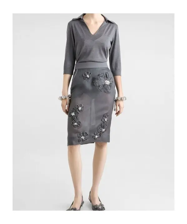 Dolce & Gabbana Floral-appliqué Midi Skirt