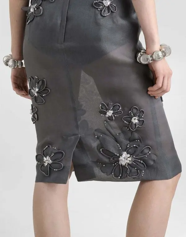 Dolce & Gabbana Floral-appliqué Midi Skirt