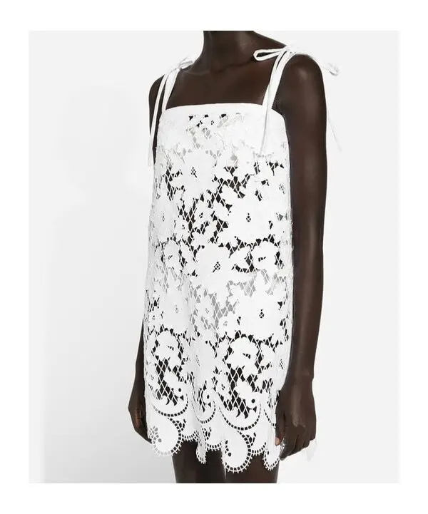 Dolce & Gabbana Dolce Gabbana Floral Openwork Embroidered Mini Dress