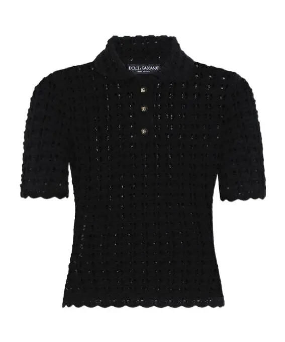 Dolce & Gabbana Open-knit Polo Shirt