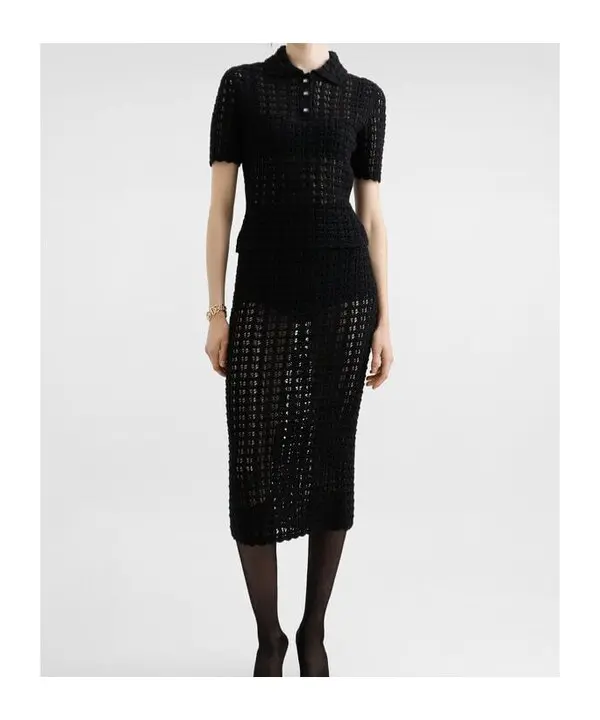 Dolce & Gabbana Open-knit Polo Shirt