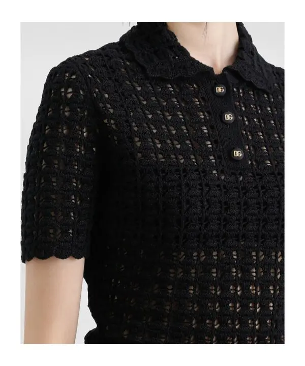 Dolce & Gabbana Open-knit Polo Shirt