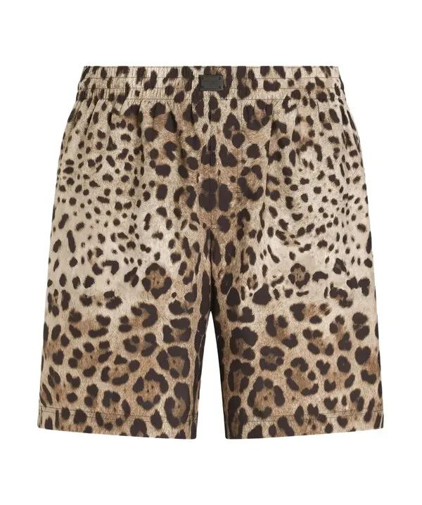 Dolce & Gabbana Dolce Gabbana Leopard Printed Mid-length Swim Trunks