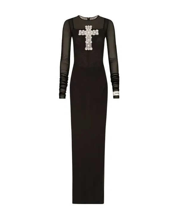 Dolce & Gabbana Cross-embellished Tulle Long Dress
