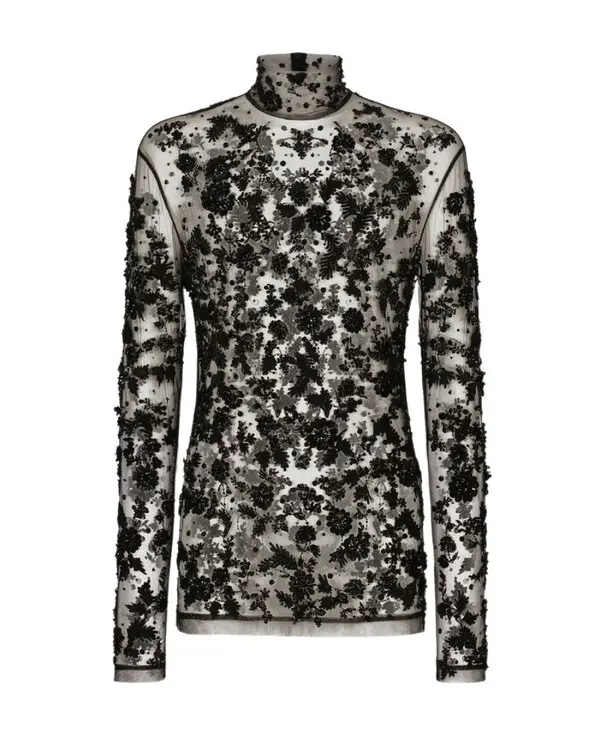 Dolce & Gabbana High-neck Tulle Top