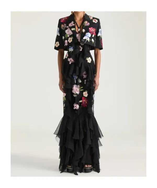 Givenchy Ruffled Dress In Silk Chiffon With Embroideries