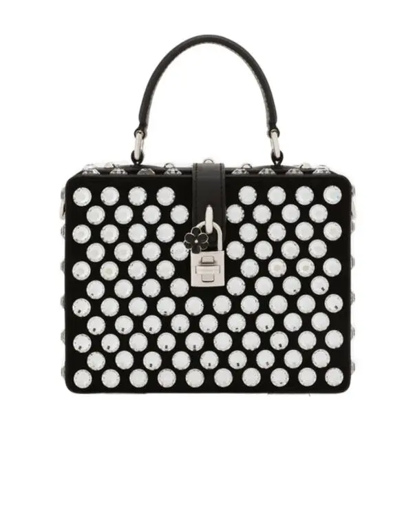 Dolce & Gabbana Box Crystal-embellished Leather Bag - Black