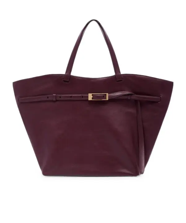 ANINE BING Elly Tote Small-grained Leather Fig